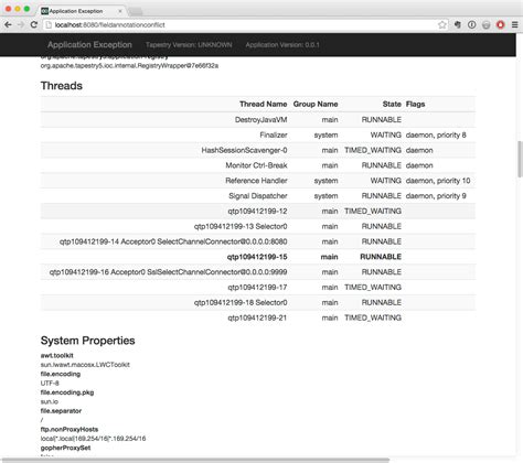 Runtime Exceptions Apache Tapestry