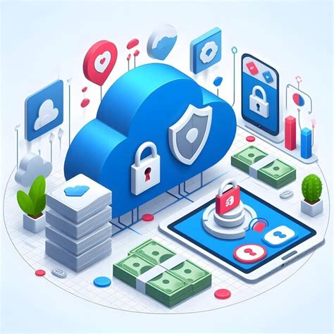 3d Flat Vector As Cloud Computing Security With Shield And Lock Symbols