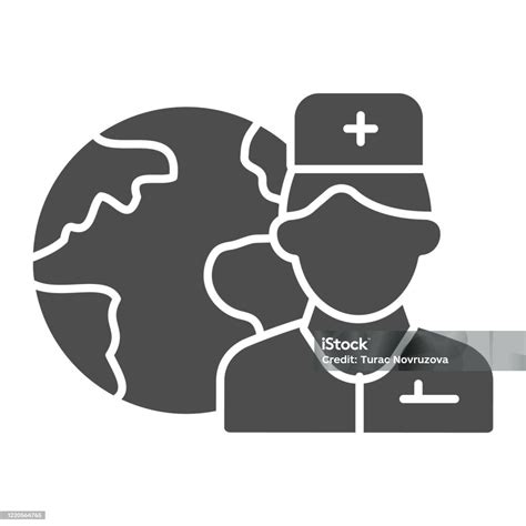 행성 지구와 의사 고체 아이콘입니다 코로나 바이러스 전염병 기호에 대한 글로벌 의학 흰색 배경에 문말 스타일의 그림