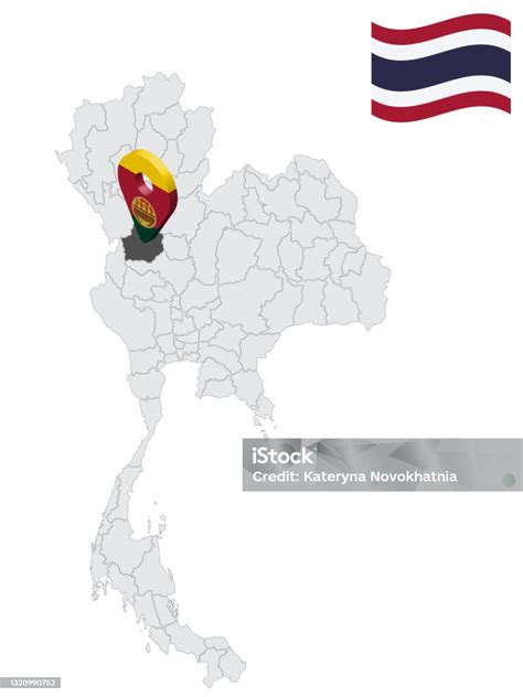 지도 태국에 카판 엥 페트 지방의 위치 3d Kamphaeng Phet 플래그 지도 마커 위치 핀 웹 사이트 디자인 앱 Ui에