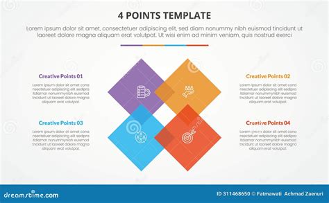 4 Points Stage Template Infographic Concept For Slide Presentation With Big Box And Arrow Shape