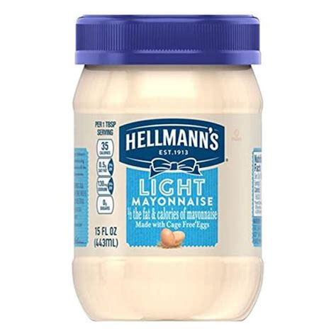 Hellmanns Light Mayonnaise 15 Oz Low Calorie Condiment For Healthy