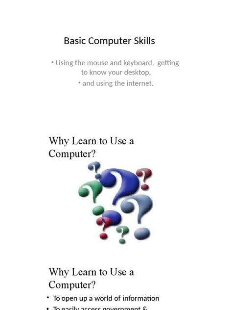 Basic Computer Skills Using The Mouse And Keyboard Getting To Know