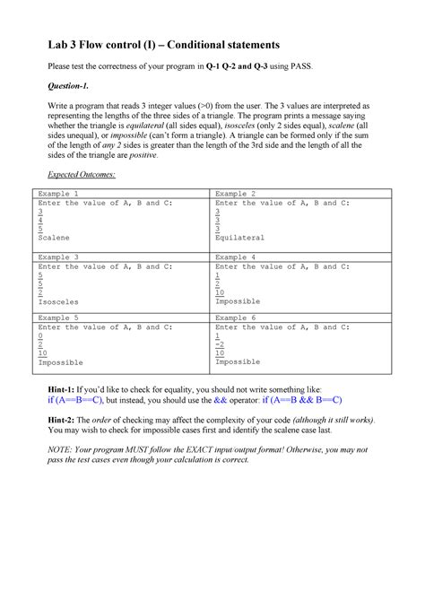 Lab0301 Przactice Lab 3 Flow Control I Conditional Statements