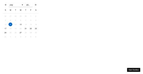 Calendar Month Only Specific Dates Valid Codesandbox