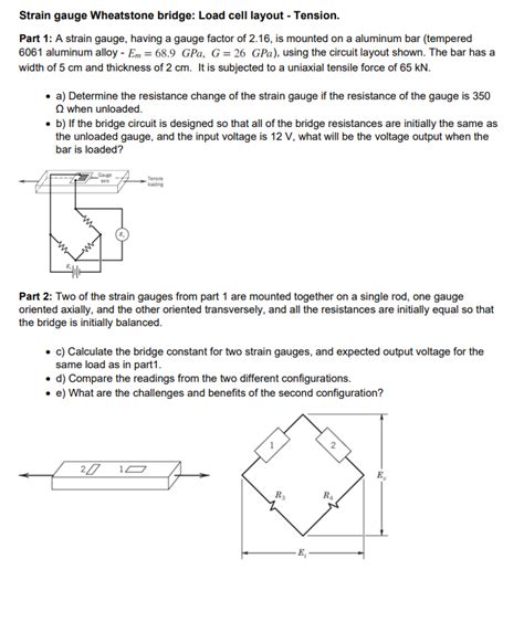 Solved Strain Gauge Wheatstone Bridge Load Cell Layout