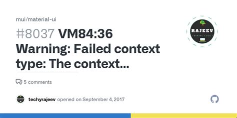 vm84 36 warning failed context type the context `muitheme` is marked as required in
