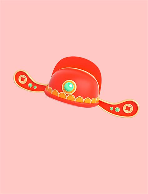 3d立体c4d春节新春新年兔年喜庆元素财神帽图片 24龙年 23兔年 22虎年图片素材 花瓣网
