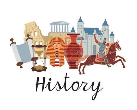 History Icon A Set Of Subjects For Designating School Discipline Stock