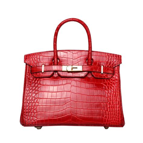 30cm Red Birkin Bags Crocodile High Quality Hand Stitched