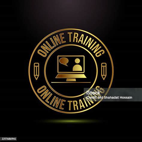 온라인 교육 아이콘 디자인 일러스트레이션 웨비나 아이콘 골드 컬러 스타일 로그인 가상현실에 대한 스톡 벡터 아트 및 기타 이미지