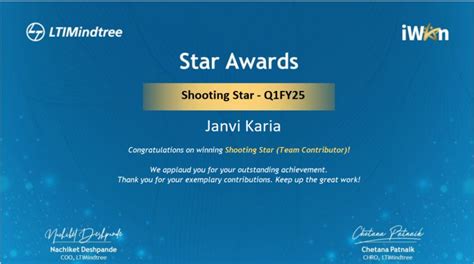 Ltimindtree Oraclecertification Shootingstaraward Gratitude Janvi Karia 11 Comments