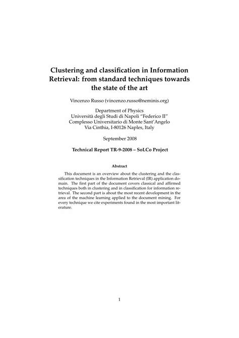 Pdf Clustering And Classification In Information Retrieval From
