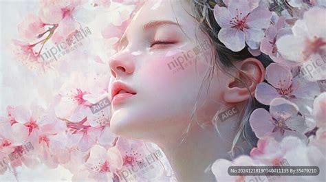 Ai创作图桃花美人插画 唯美少女与花系列 美容美妆行业 唯美花下少女 写实唯美 唯美花间美人 手绘桃花美女 人面桃花 数字美女插画 桃花护肤品 写实人物插画 粉色审美 创意唯美女孩 人面樱花