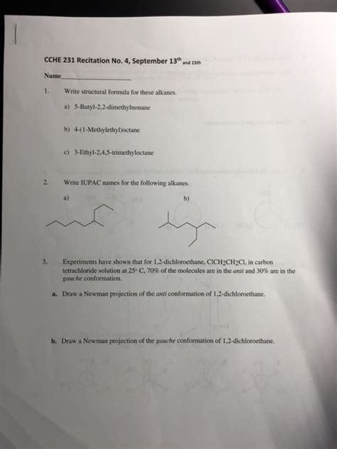 Solved Write Structural Formula For These Alkanes A