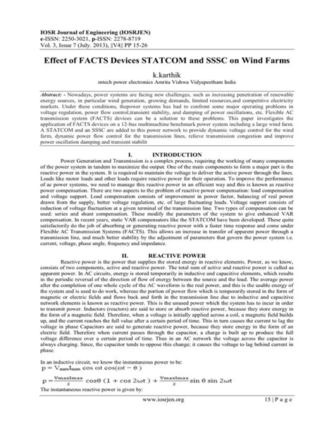 Effect Of Facts Devices Statcom And Sssc On Wind Farms