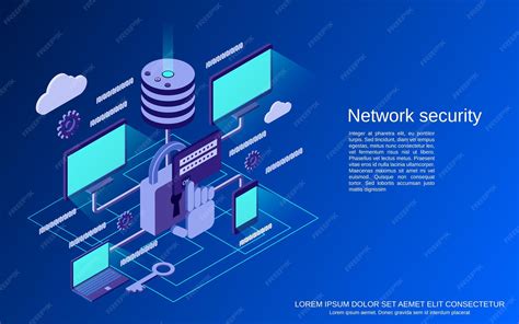 Premium Vector Network Security Data Protection Flat Isometric Concept Illustration
