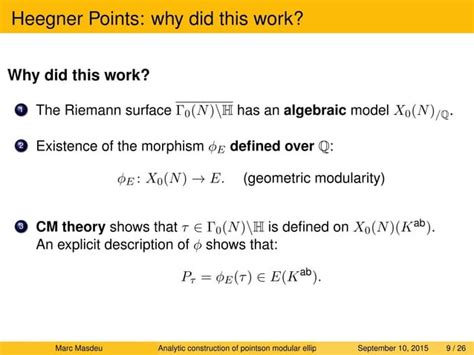 Analytic Construction Of Points On Modular Elliptic Curves Ppt