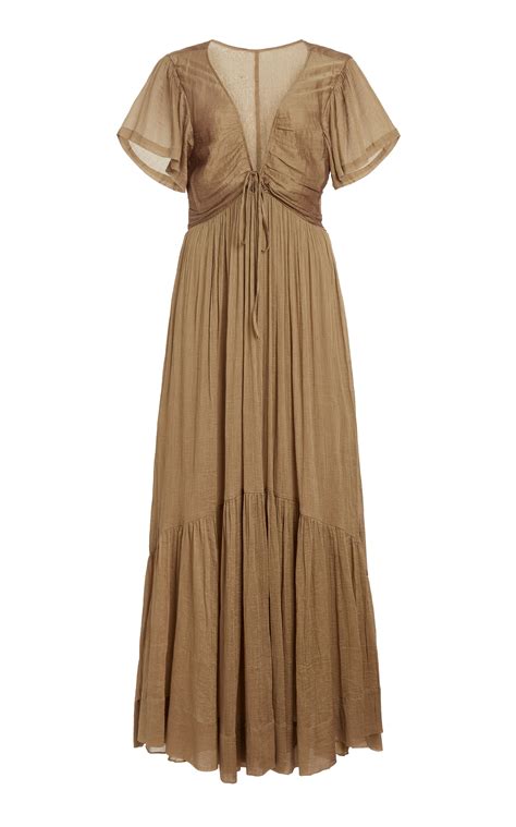 Agathe Tie Detailed Cotton Silk Maxi Dress By Isabel Marant Moda