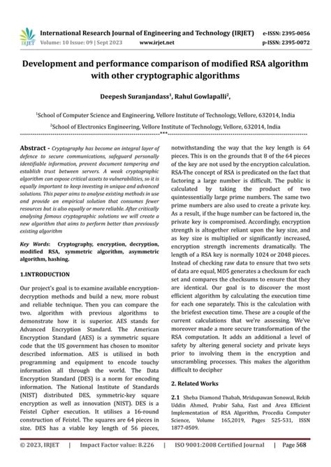 development and performance comparison of modified rsa algorithm with
