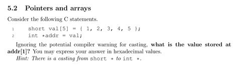 Solved Pointers And Arrays Consider The Following C Chegg