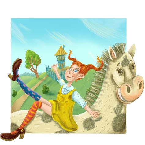 Иллюстрация Пеппи Длинный чулок в стиле графика детский книжная