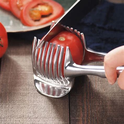 Stainless Steel Lemon Cutter Tomato Slicer Multi Functional Fruit Tongs