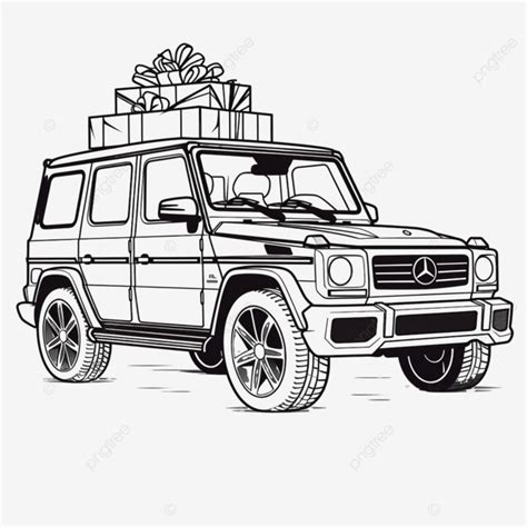 아이들을 위한 크리스마스 색칠책이나 페이지 자동차와 선물 흑백 벡터 일러스트 레이 션 크리스마스 색칠 색칠하기 책 Png 일러스트 및 이미지 에 대한 무료 다운로드