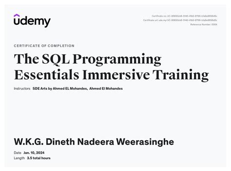 Dineth Weerasinghe On Linkedin Sql Databasemanagement Programmingskills Udemycertificate