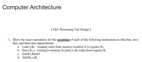 Solved Computer Architecture Ch5 Processing Unit Design