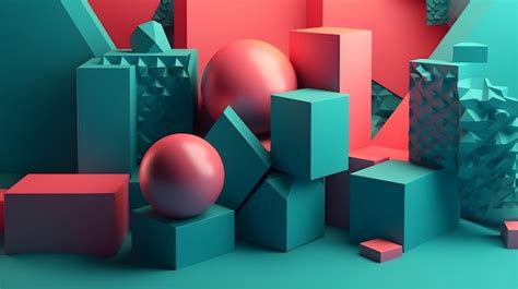 Premium Ai Image Abstract Geometric 3d Shapes Rendered Background