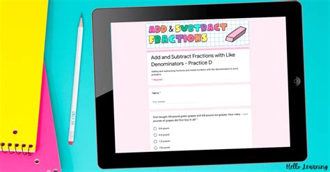 5 Ways To Practice Adding And Subtracting Fractions Hello Learning