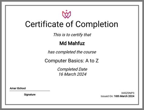 Md Mahfuz On Linkedin Today I Completed The Computer Basics A To Z Course From Amarischool It
