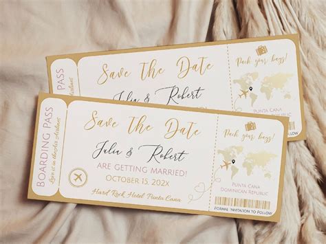 Boarding Pass Save The Date Template Printable Save The Date Boarding