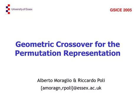 Ppt Geometric Crossover For The Permutation Representation Powerpoint