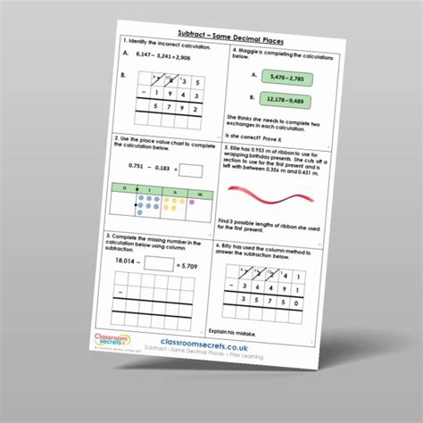 Ks2 Year 5 Maths Classic View Subtract Decimals With The Same Number Of