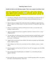 NEW Identifying Fallacies Exercise Docx Identifying Fallacies Exercise Identify The