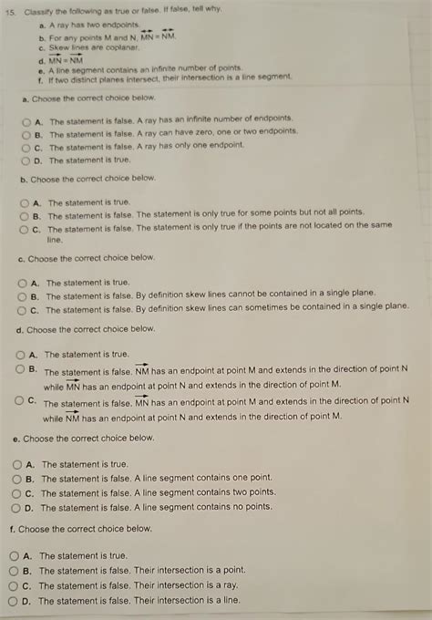 Solved 15 Classify The Following As True Or False If
