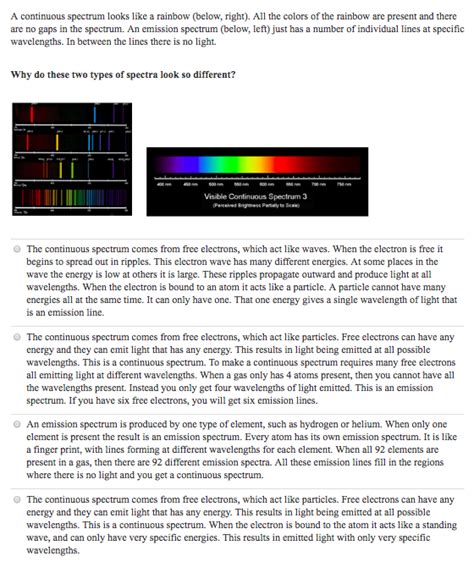 Solved A Continuous Spectrum Looks Like A Rainbow Below