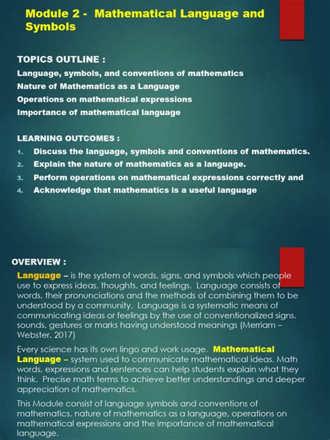 23 24 Mmw Module 2 Mathematics Language And Symbols Pdf