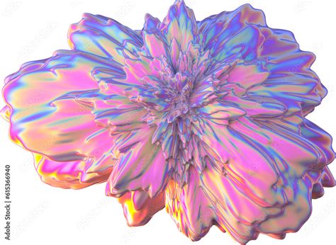 3d Abstract Iridescent Chrome Element In A Surreal Style With A