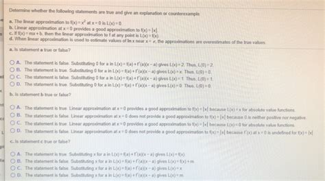 Solved Determine Whether The Following Statements Are True