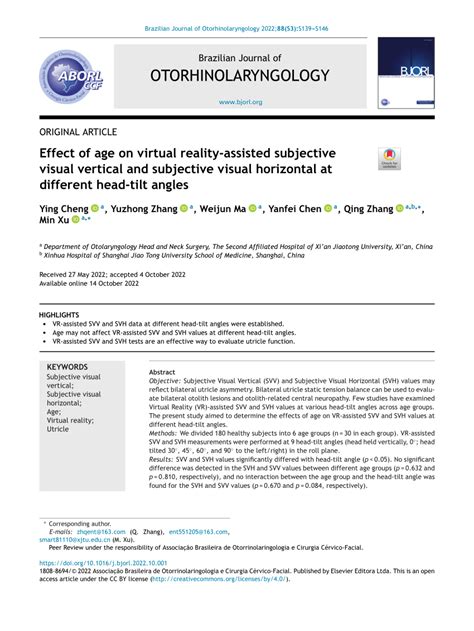 Pdf Effect Of Age On Virtual Reality Assisted Subjective Visual Vertical And Subjective Visual