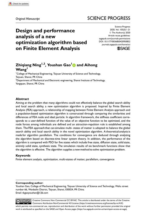Pdf Design And Performance Analysis Of A New Optimization Algorithm