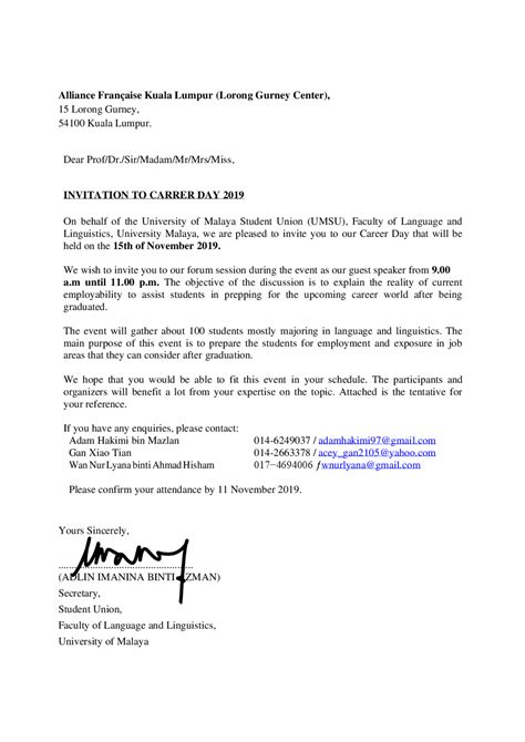 Example On Making An Invitation Letter Docsity
