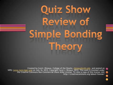Quiz Show Review Of Simple Bonding Theory