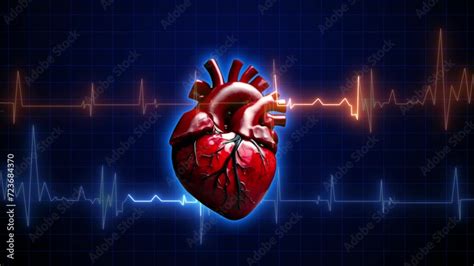 Vidéo Stock Loop Animation Of 3d Heart Beating With Neon Heart Pulse