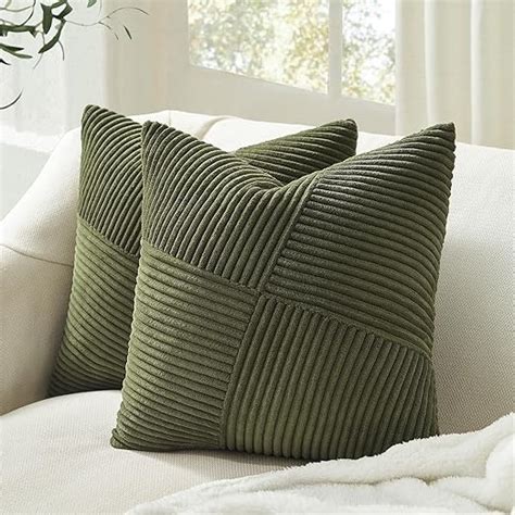 Topfinel 26x26 Inches Euro Pillow Shams Set Of 2 Olive