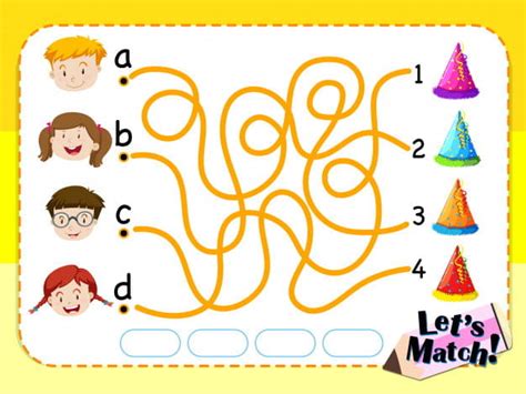 일치하는 어린이와 모자가있는 게임 템플릿 Eps Uidownload