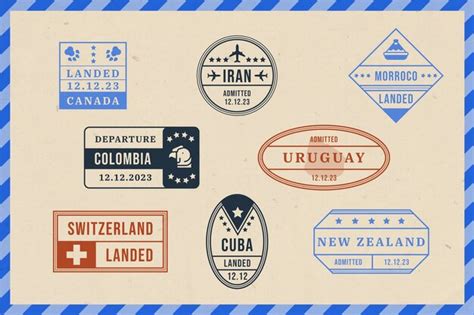 Free Vector Flat Design Passport Stamp Set